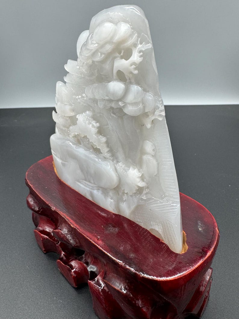 Certified Nephrite Jade Landscape Statue: White & Light Purple - Etsy