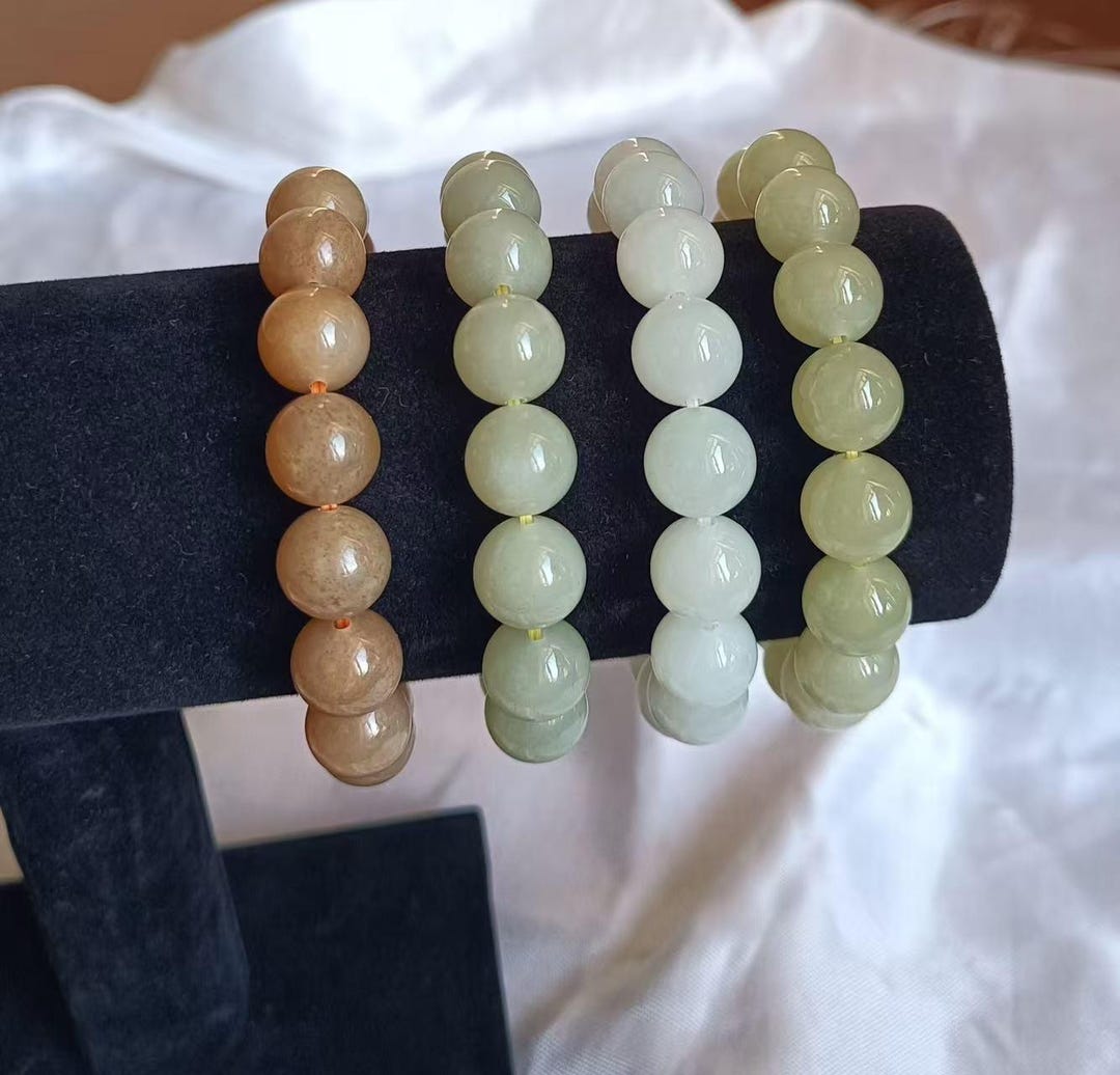 Certified 12mm Nephrite Jade Bracelet: Natural Gemstone Jewelry - Etsy