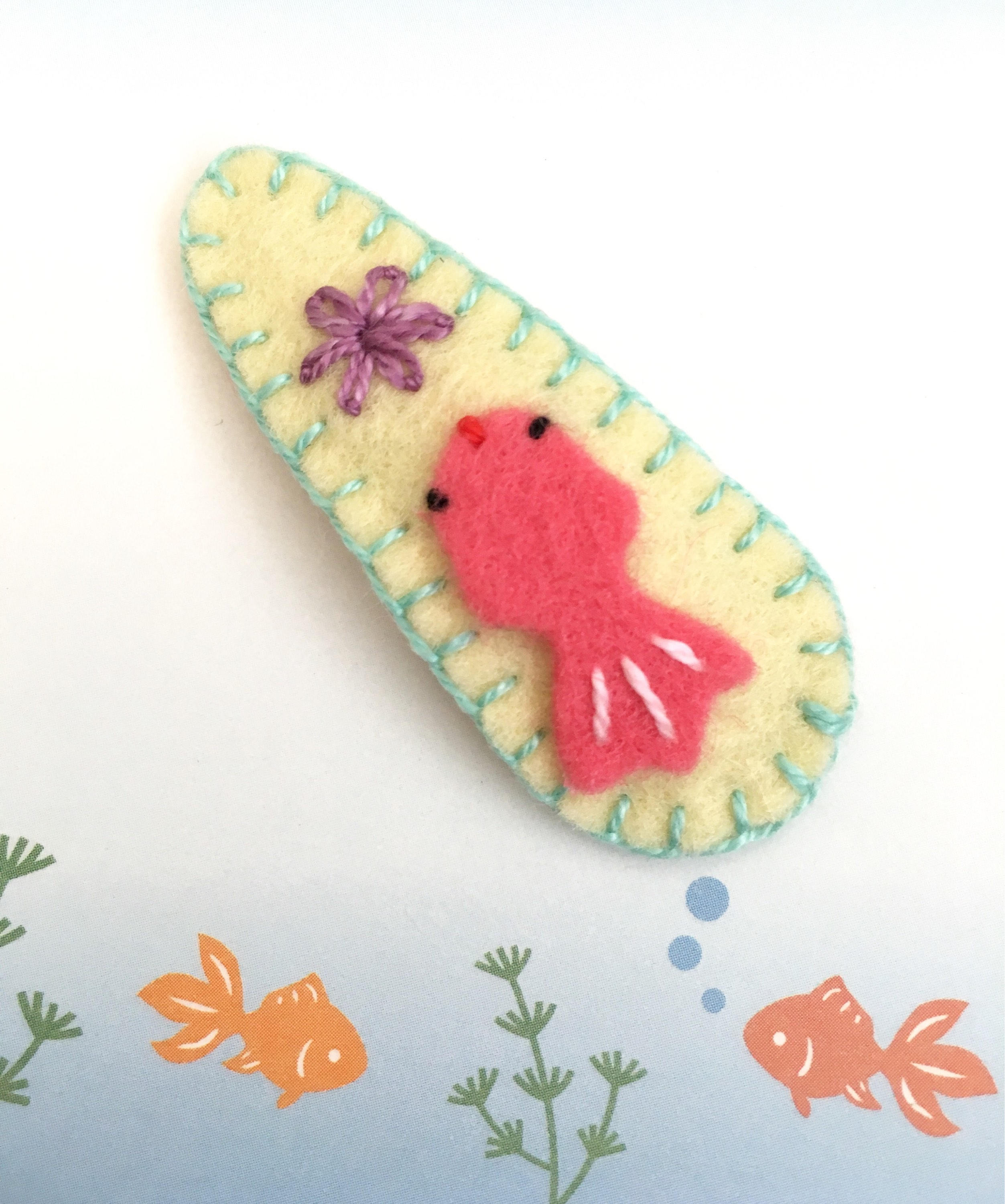 Goldfish in Lotus Pond Toddler Snap Hair Clip, Felt Fish Hair Clip ...