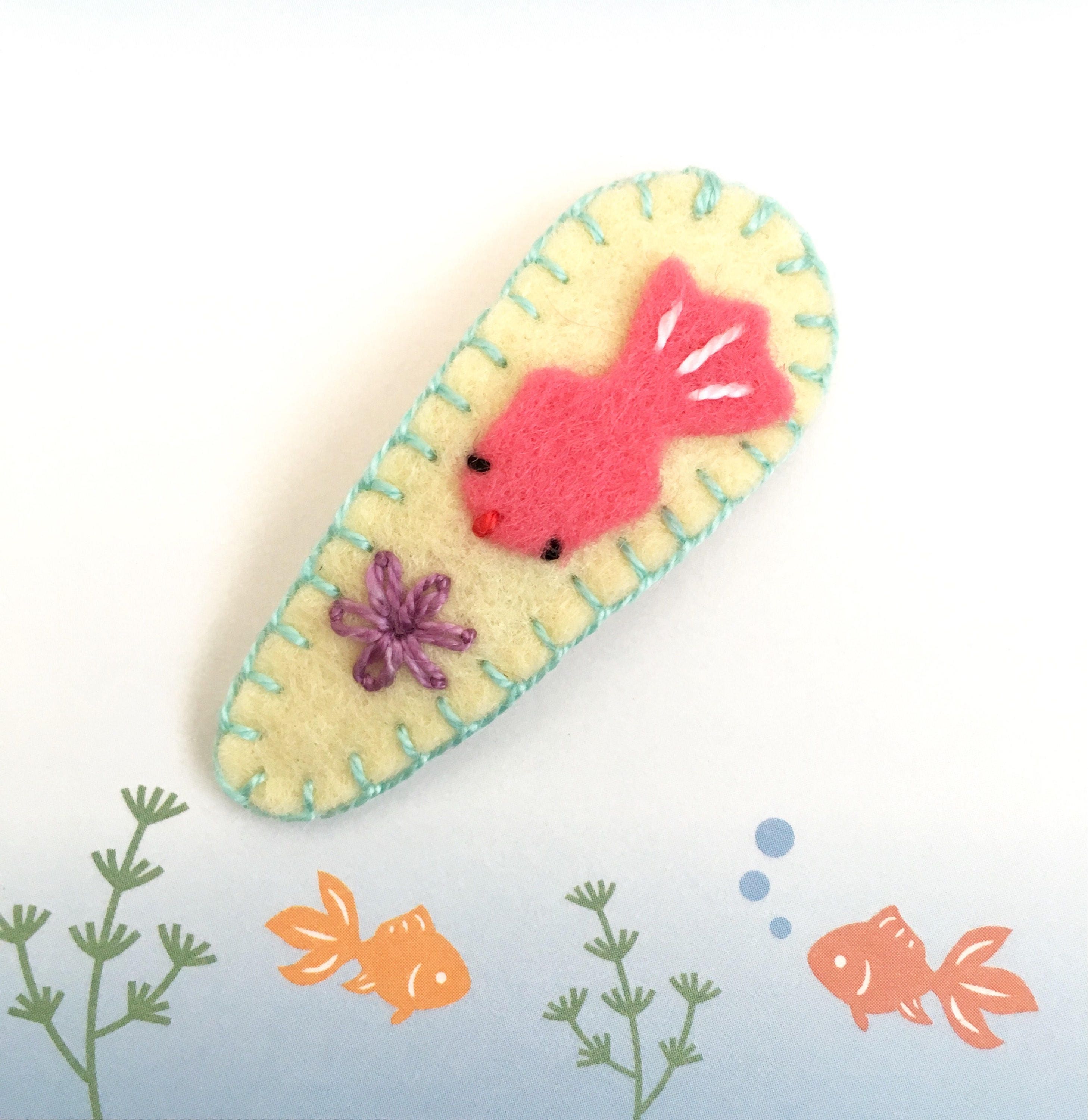 Goldfish in Lotus Pond Toddler Snap Hair Clip, Felt Fish Hair Clip ...