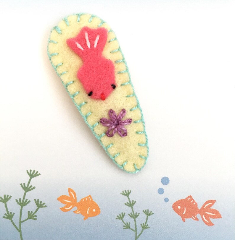 Goldfish in Lotus Pond Toddler Snap Hair Clip, Felt Fish Hair Clip ...