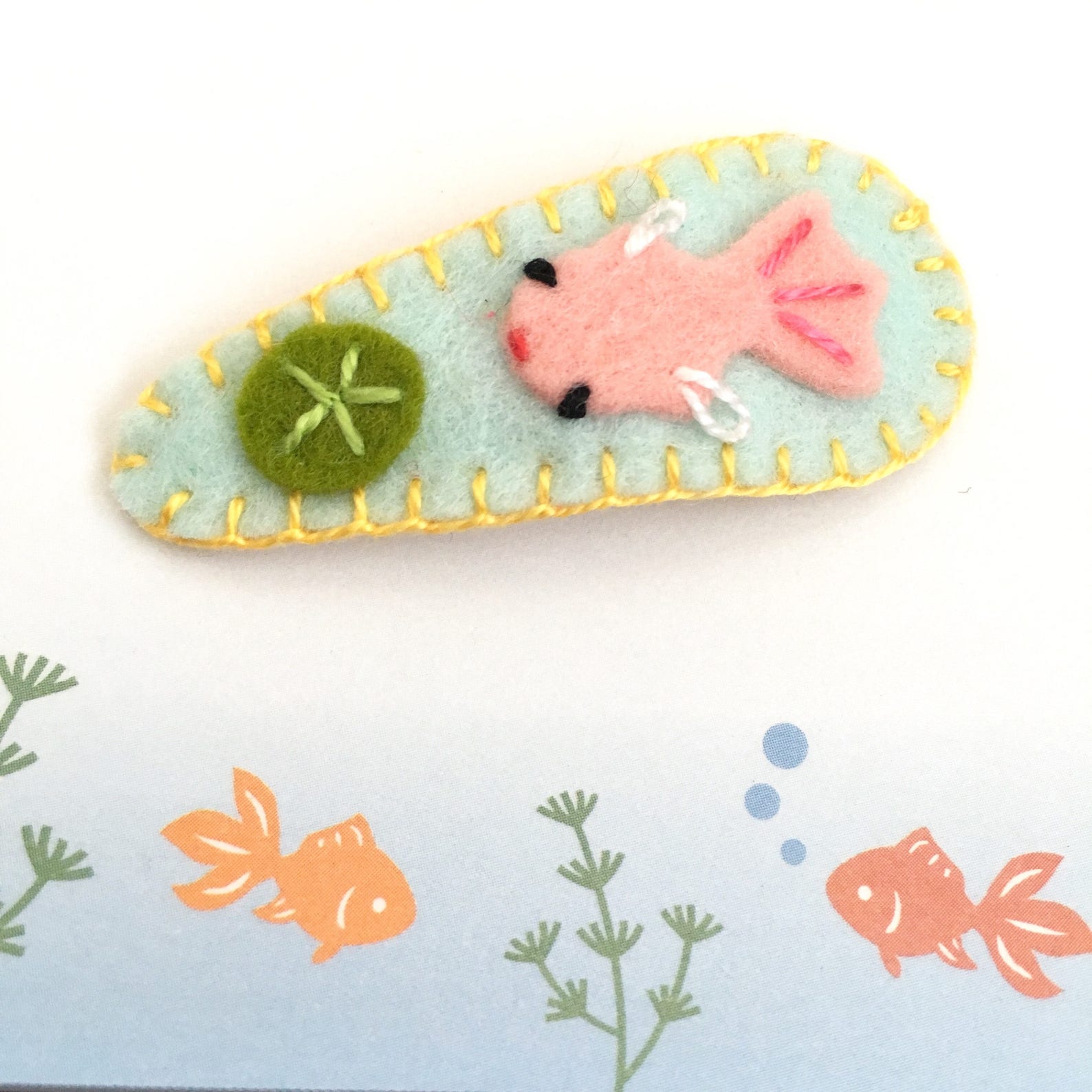 Goldfish in Lotus Pond Toddler Snap Hair Clip, Felt Fish Hair Clip ...