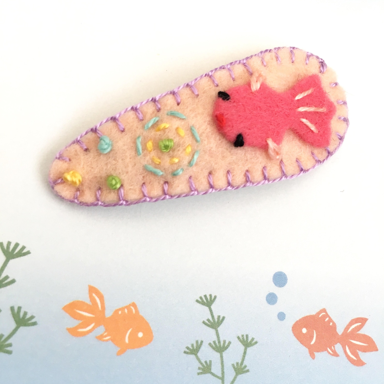 Goldfish in Lotus Pond Toddler Snap Hair Clip, Felt Fish Hair Clip ...