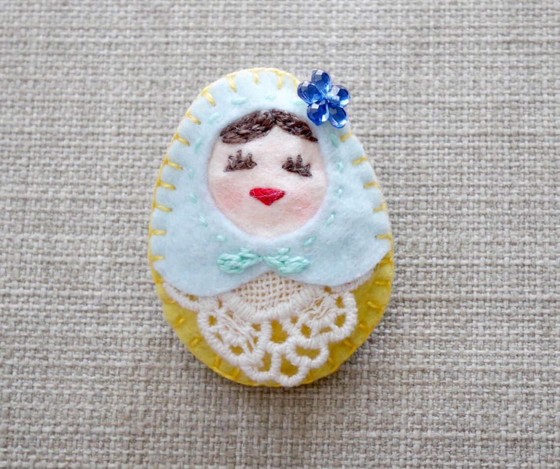 Happy Russian Matryoshka Felt Brooch, Felt Refrigerator Magnet, Felt ...