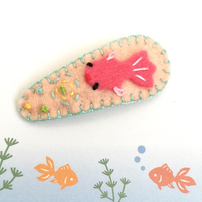 Goldfish in Lotus Pond Toddler Snap Hair Clip, Felt Fish Hair Clip ...