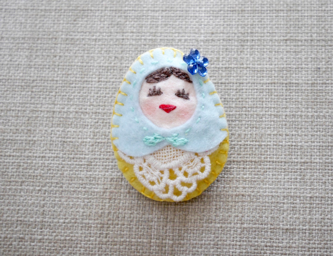 Happy Russian Matryoshka Felt Brooch, Felt Refrigerator Magnet, Felt ...
