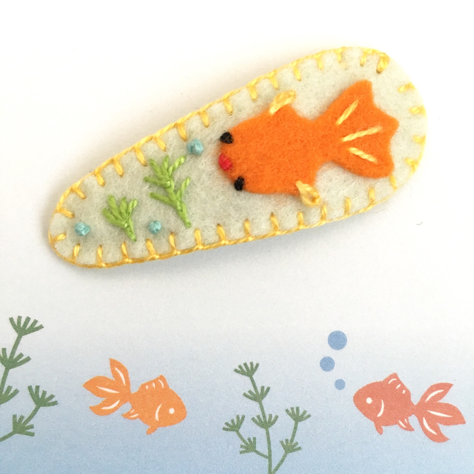 Goldfish in Lotus Pond Toddler Snap Hair Clip, Felt Fish Hair Clip ...