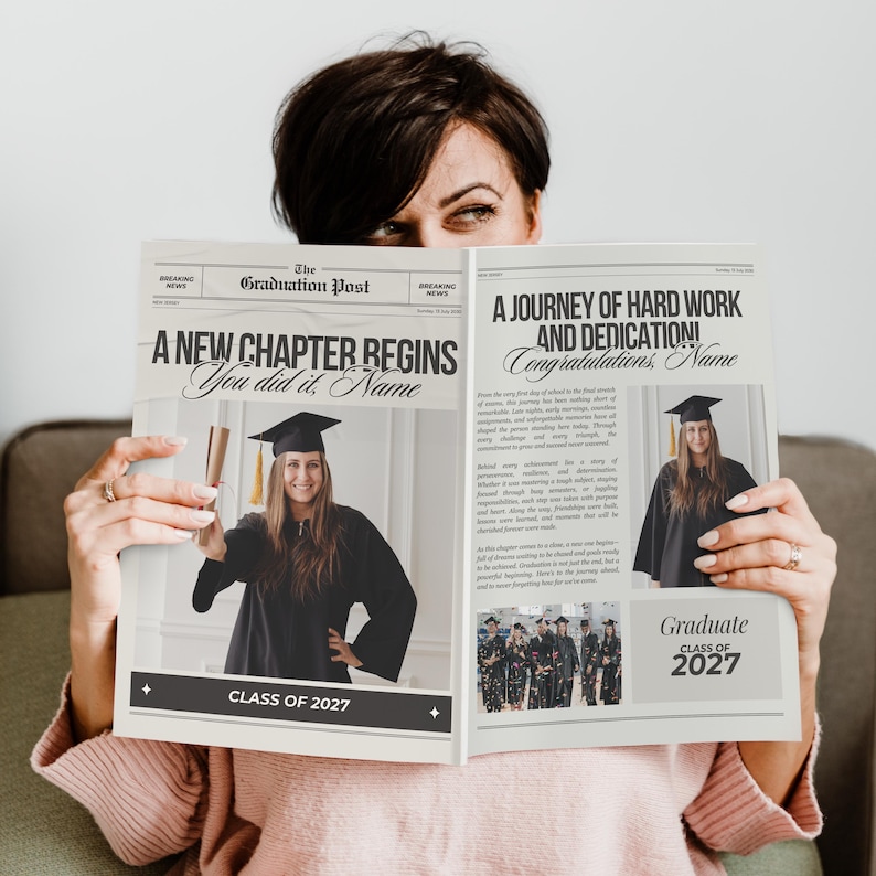 Graduation Newspaper Template | Memory Keepsake (printable, Editable ...