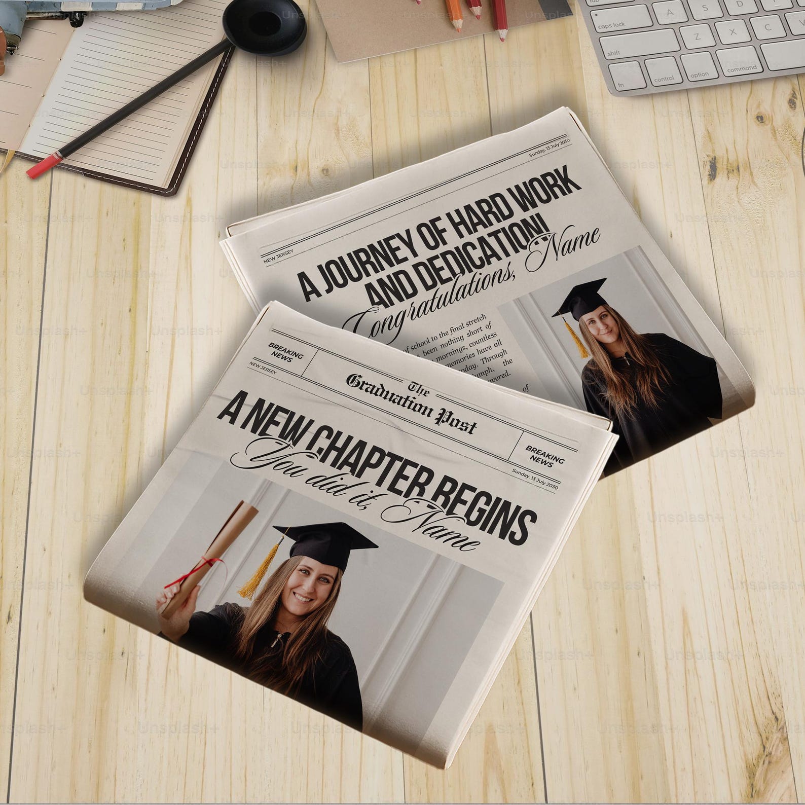 Graduation Newspaper Template | Memory Keepsake (printable, Editable ...