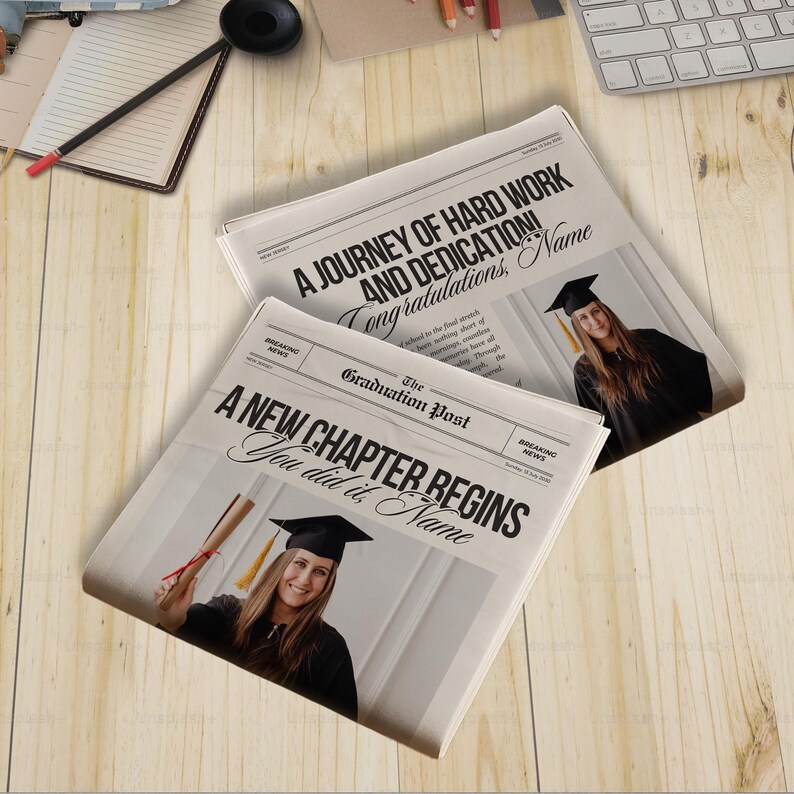 Graduation Newspaper Template | Memory Keepsake (printable, Editable ...