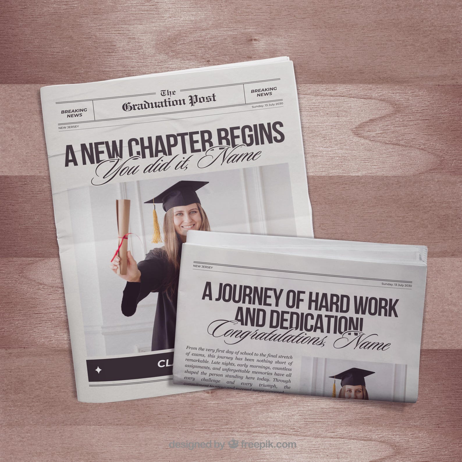 Graduation Newspaper Template | Memory Keepsake (printable, Editable ...