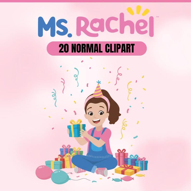 Ms. Rachel Birthday Clipart – 40 PNG Graphics, Cake Toppers (digital ...