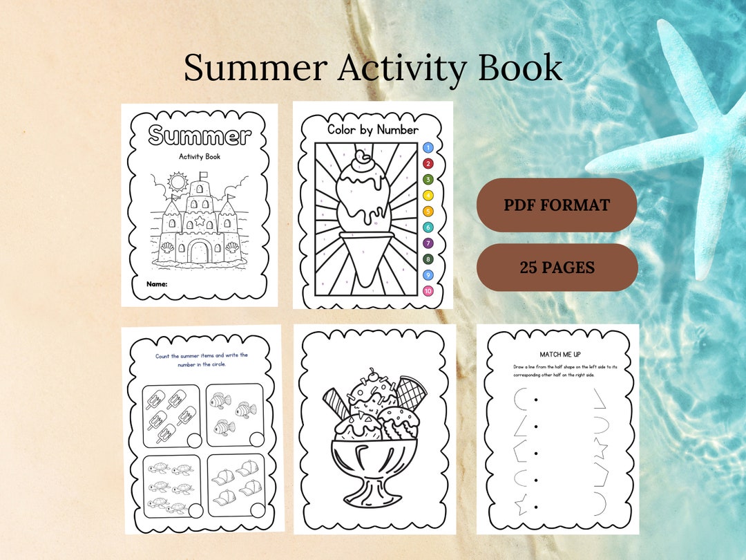 Summer Busy Book, Summer Activity Book for Kids, 25 Worksheets for ...