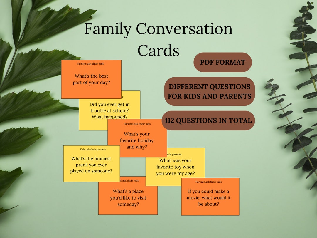 Family Conversation Cards, Family Conversation Game, Question Cards ...