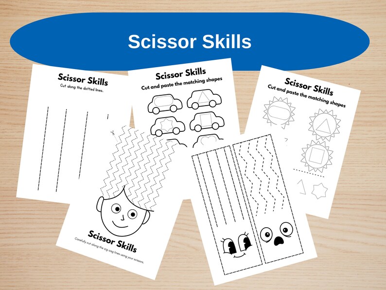 Scissor Skills, Cutting Practice, 40 Preschool Worksheets, Preschool ...