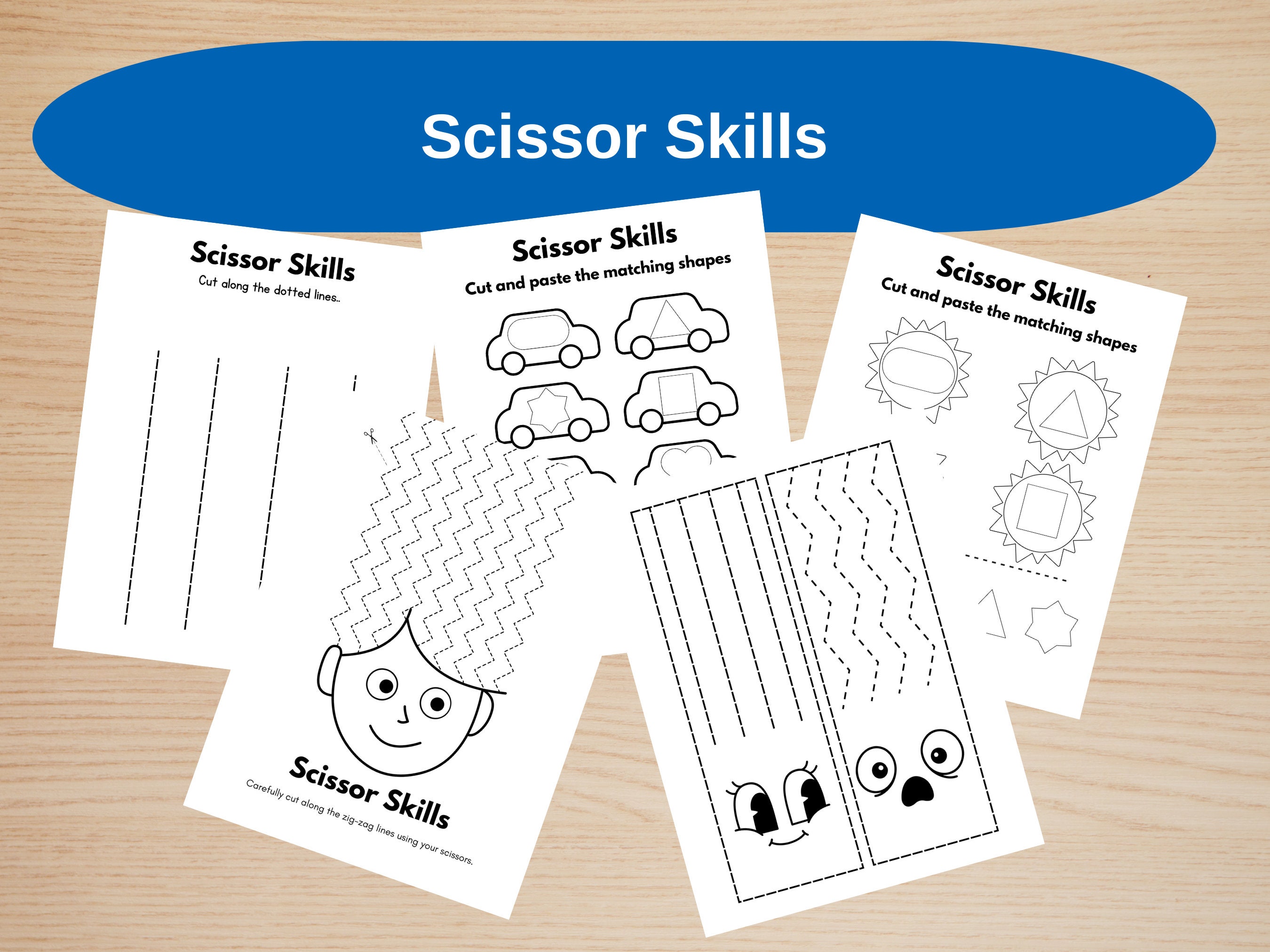 Scissor Skills, Cutting Practice, 40 Preschool Worksheets, Preschool ...