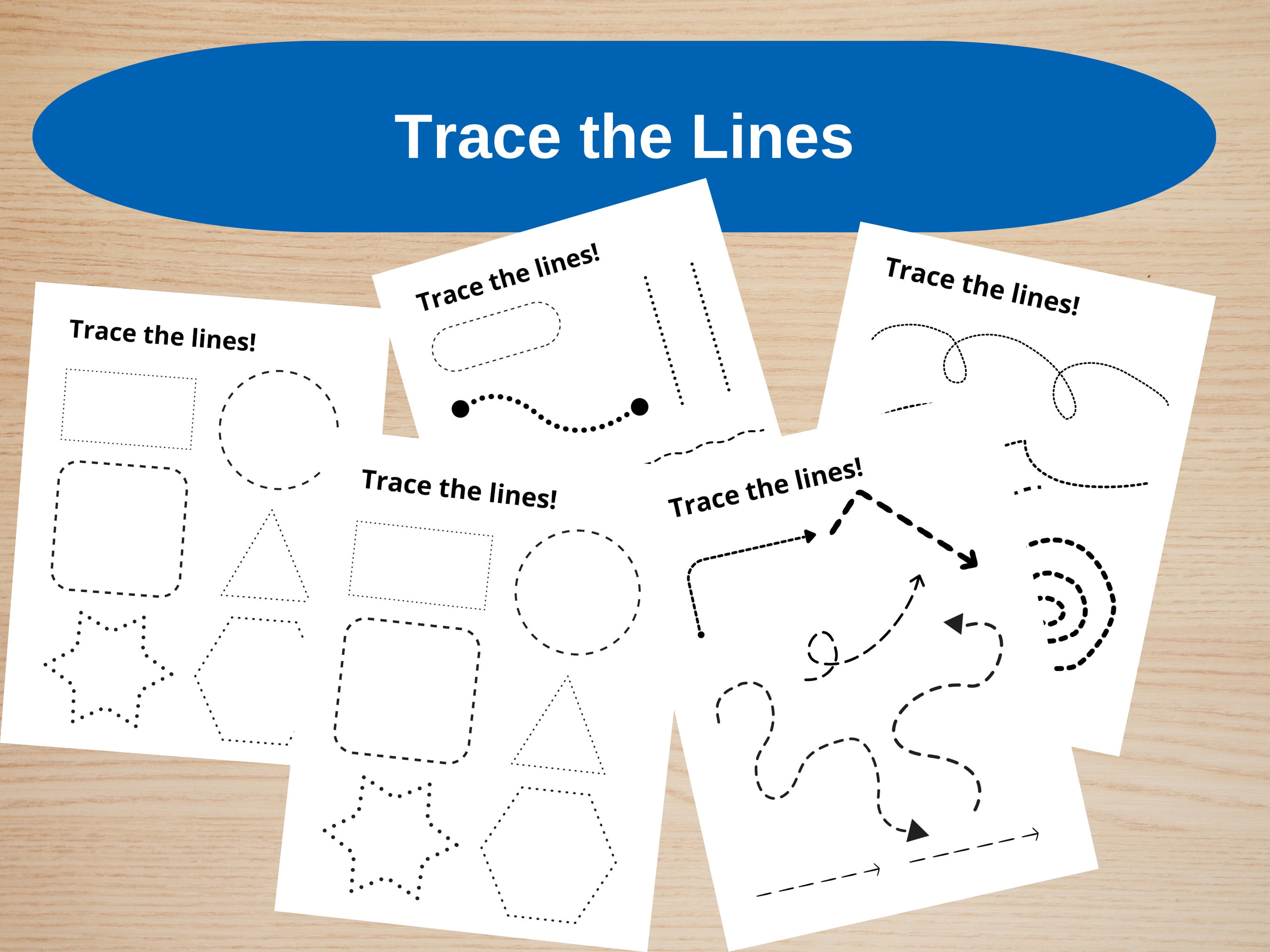 20 Trace the Lines Worksheets for Kids, Trace the Lines Printables ...