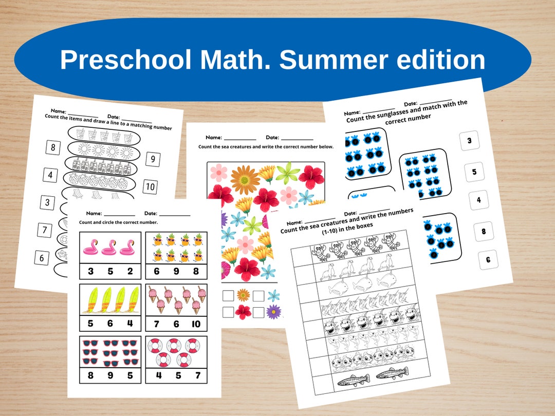 Preschool Math Summer Edition, Count to 10, Beginning Math, Learning to ...