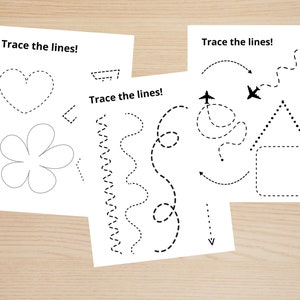 20 Trace the Lines Worksheets for Kids, Trace the Lines Printables ...