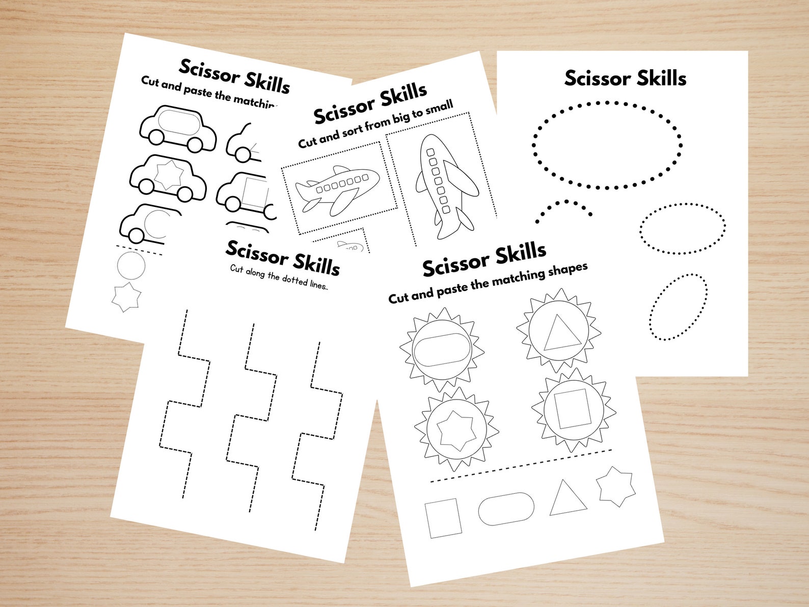 Scissor Skills, Cutting Practice, 40 Preschool Worksheets, Preschool ...
