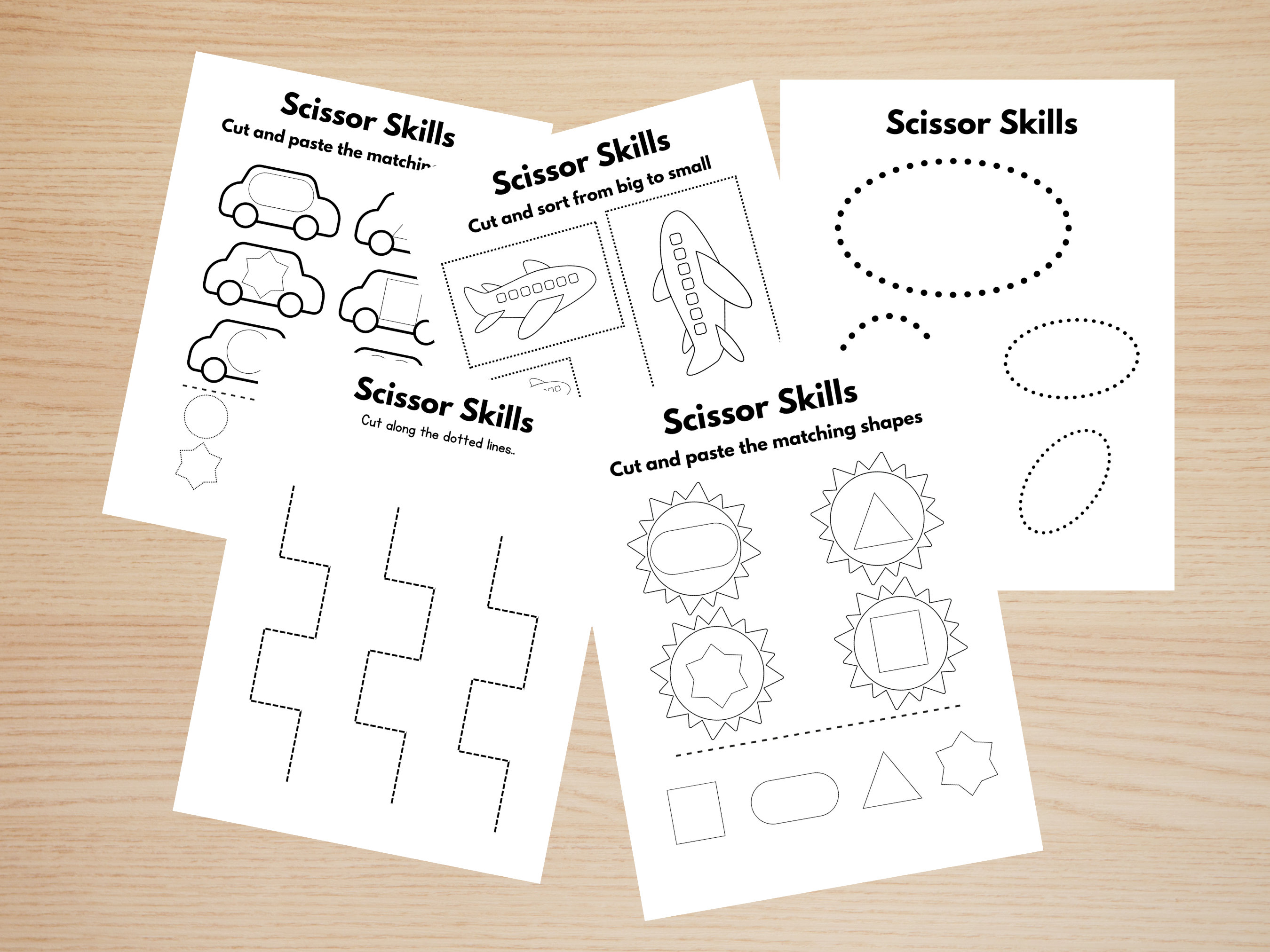 Scissor Skills, Cutting Practice, 40 Preschool Worksheets, Preschool ...