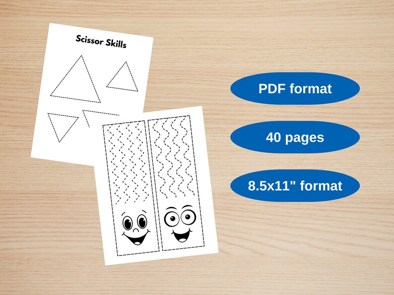 Scissor Skills, Cutting Practice, 40 Preschool Worksheets, Preschool ...