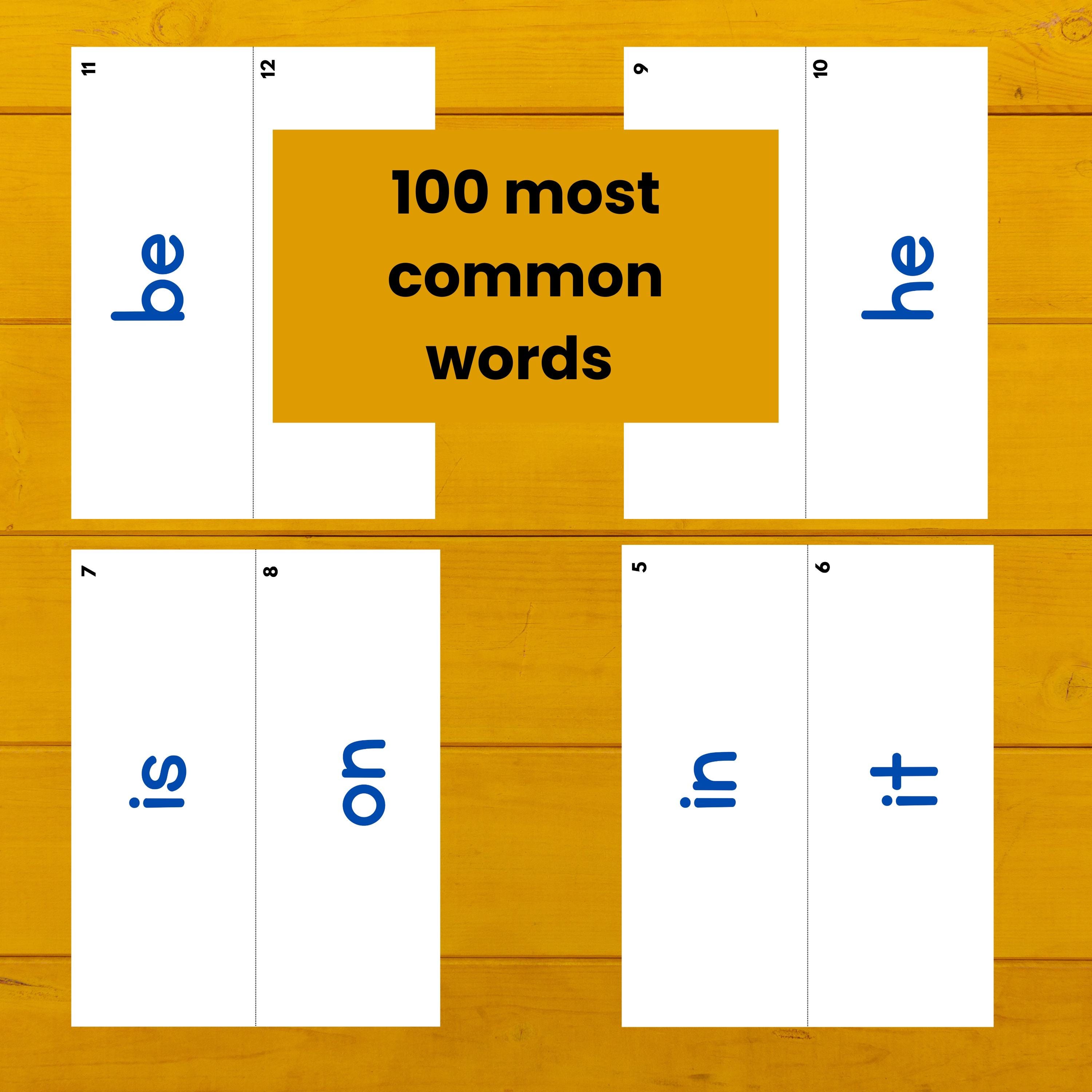 First 100 Words Flashcards for Kids, 100 Most Common Words Flashcards ...