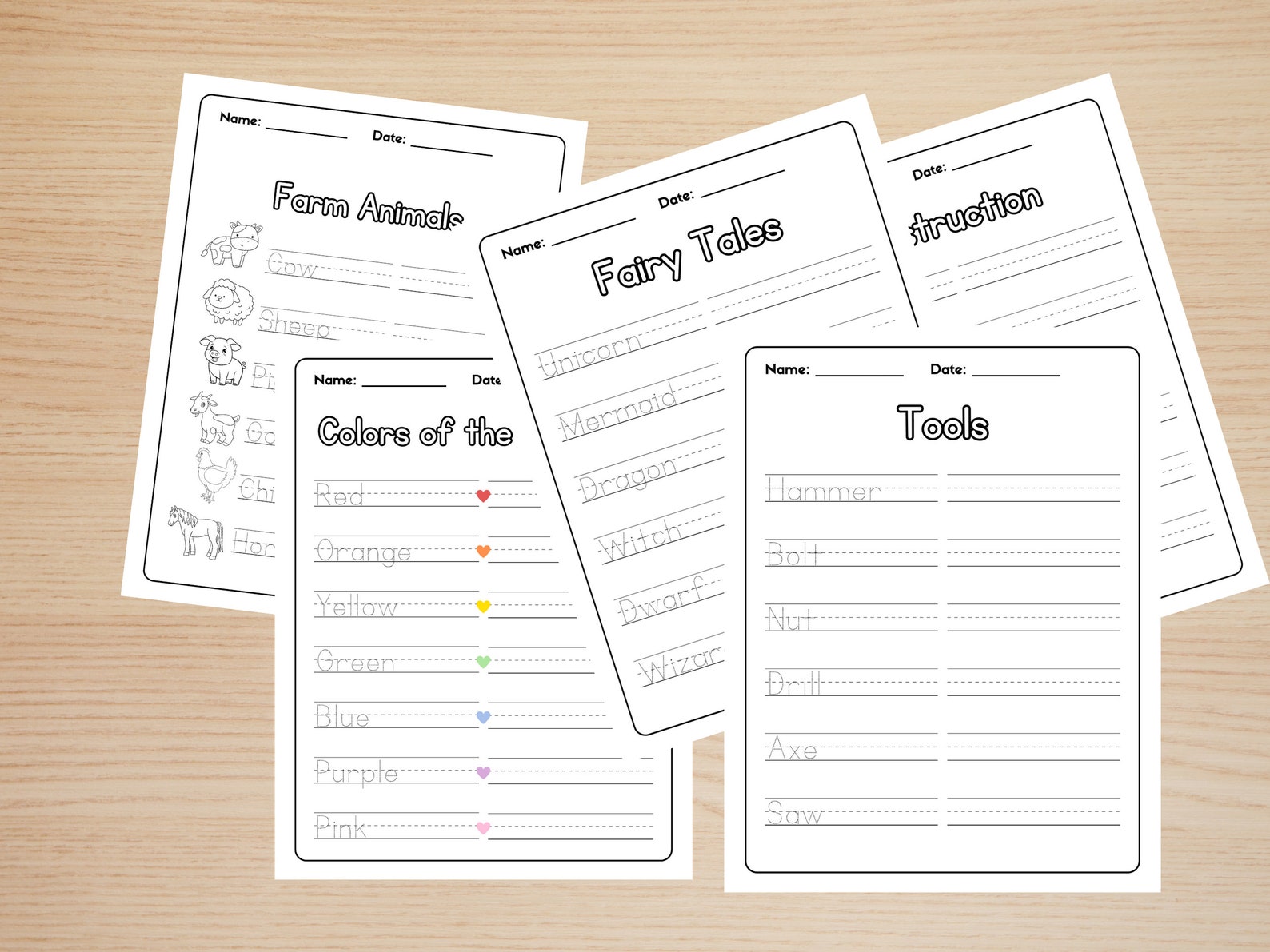 50 Word Tracing Worksheets, Word Tracing Printables, Trace and Write ...