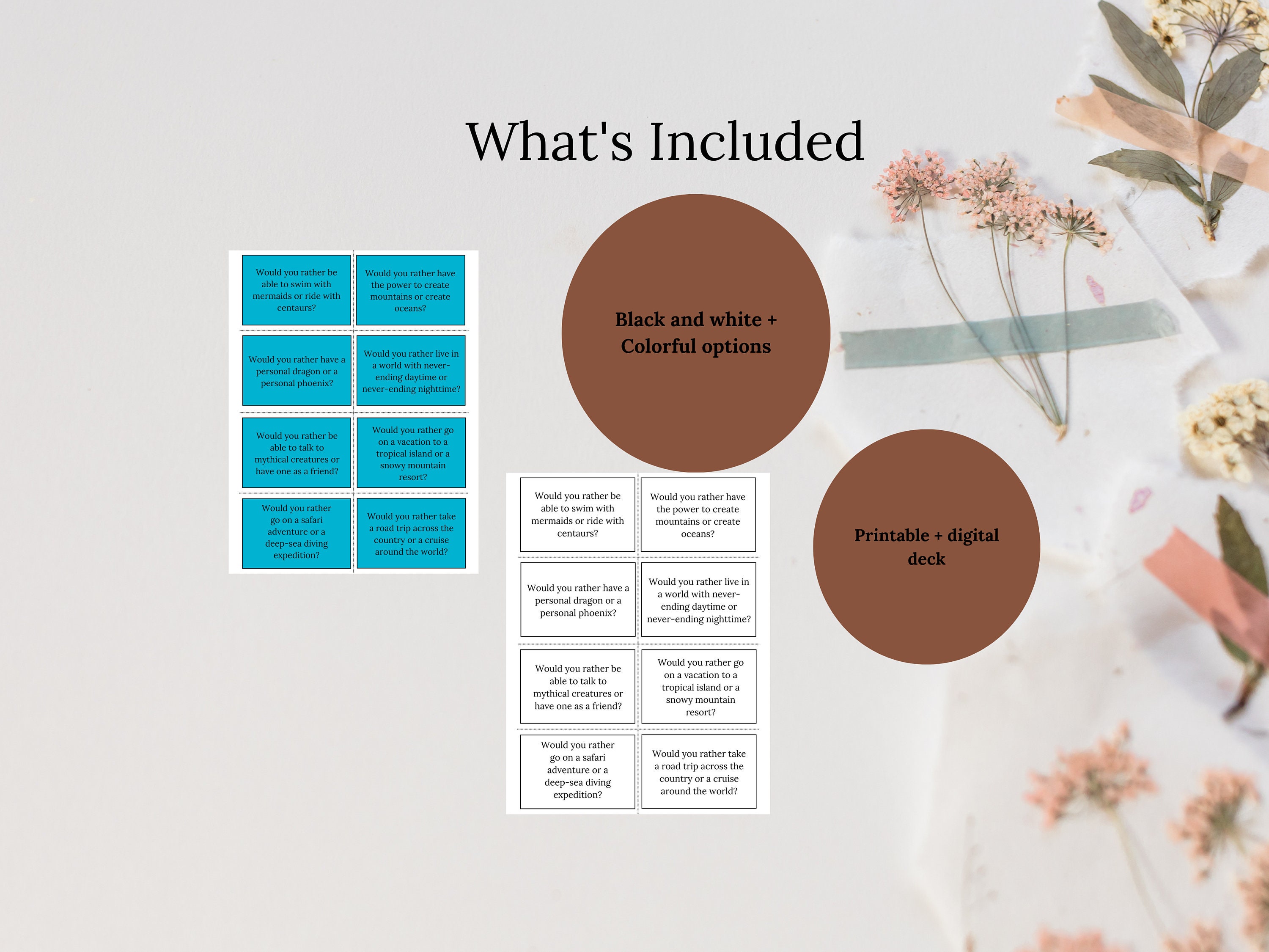 Would You Rather Questions for Families, Conversation Cards, Family ...