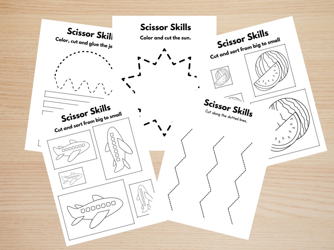 Scissor Skills, Cutting Practice, 40 Preschool Worksheets, Preschool ...