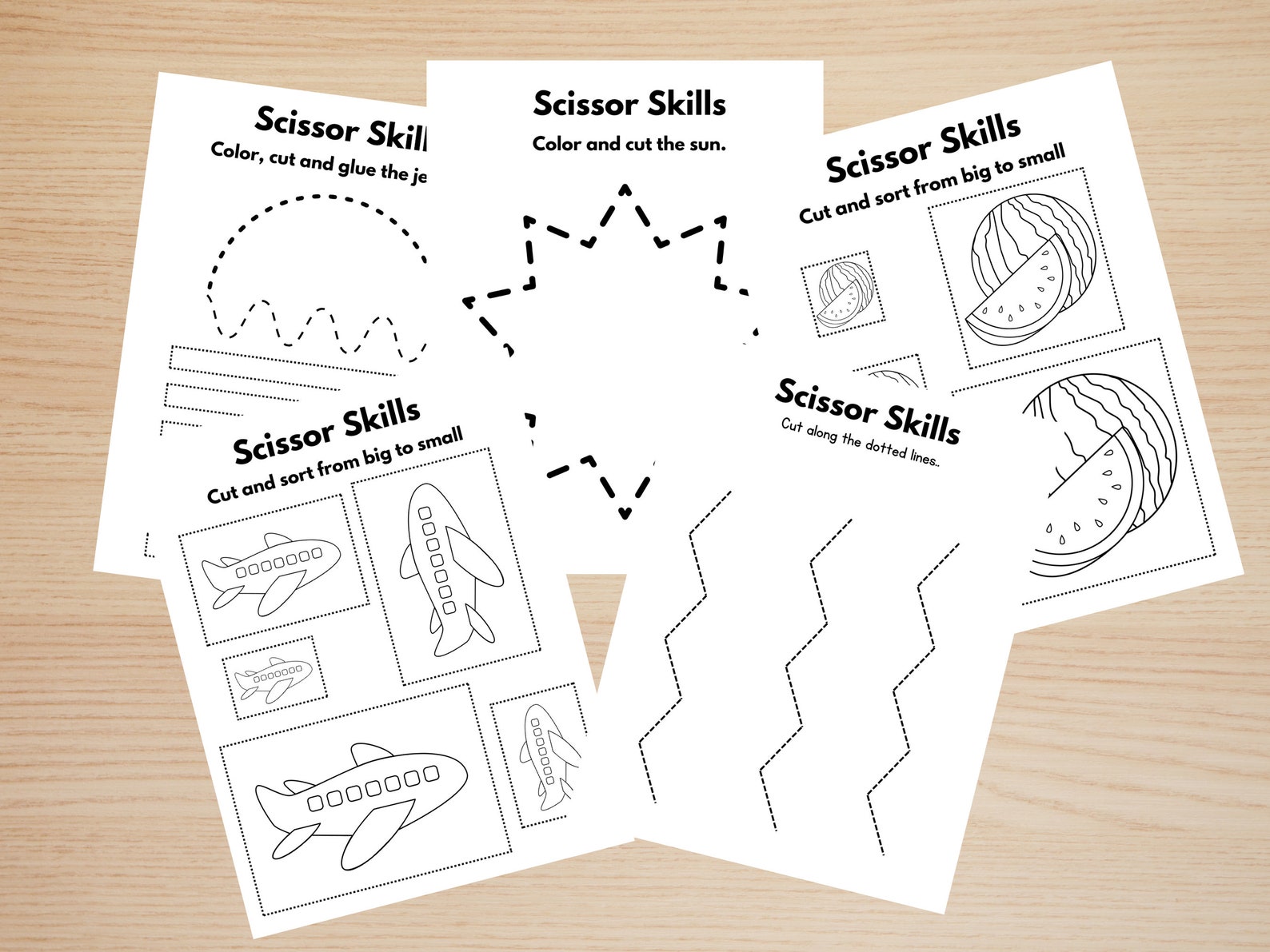 Scissor Skills, Cutting Practice, 40 Preschool Worksheets, Preschool ...