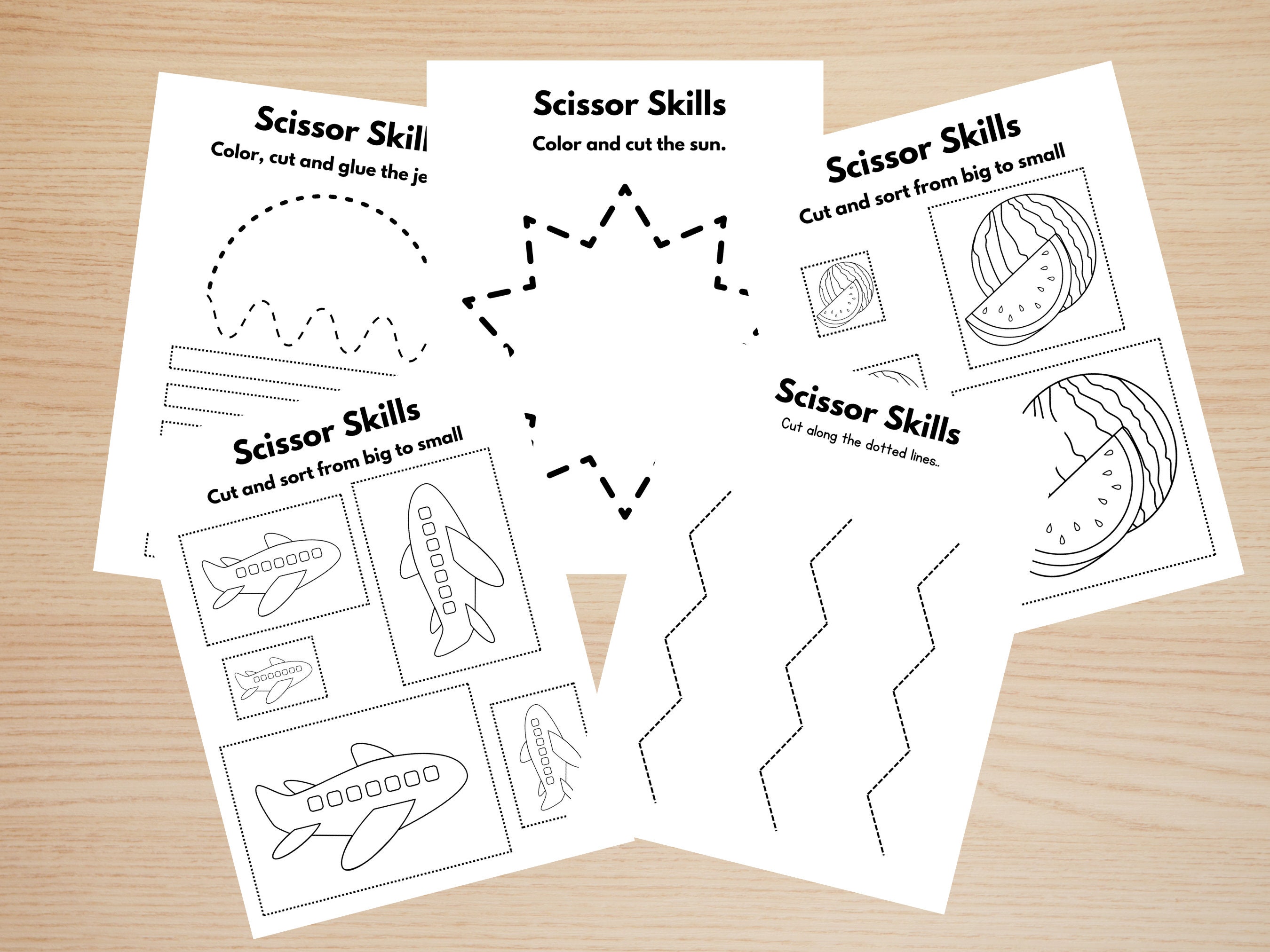 Scissor Skills, Cutting Practice, 40 Preschool Worksheets, Preschool ...