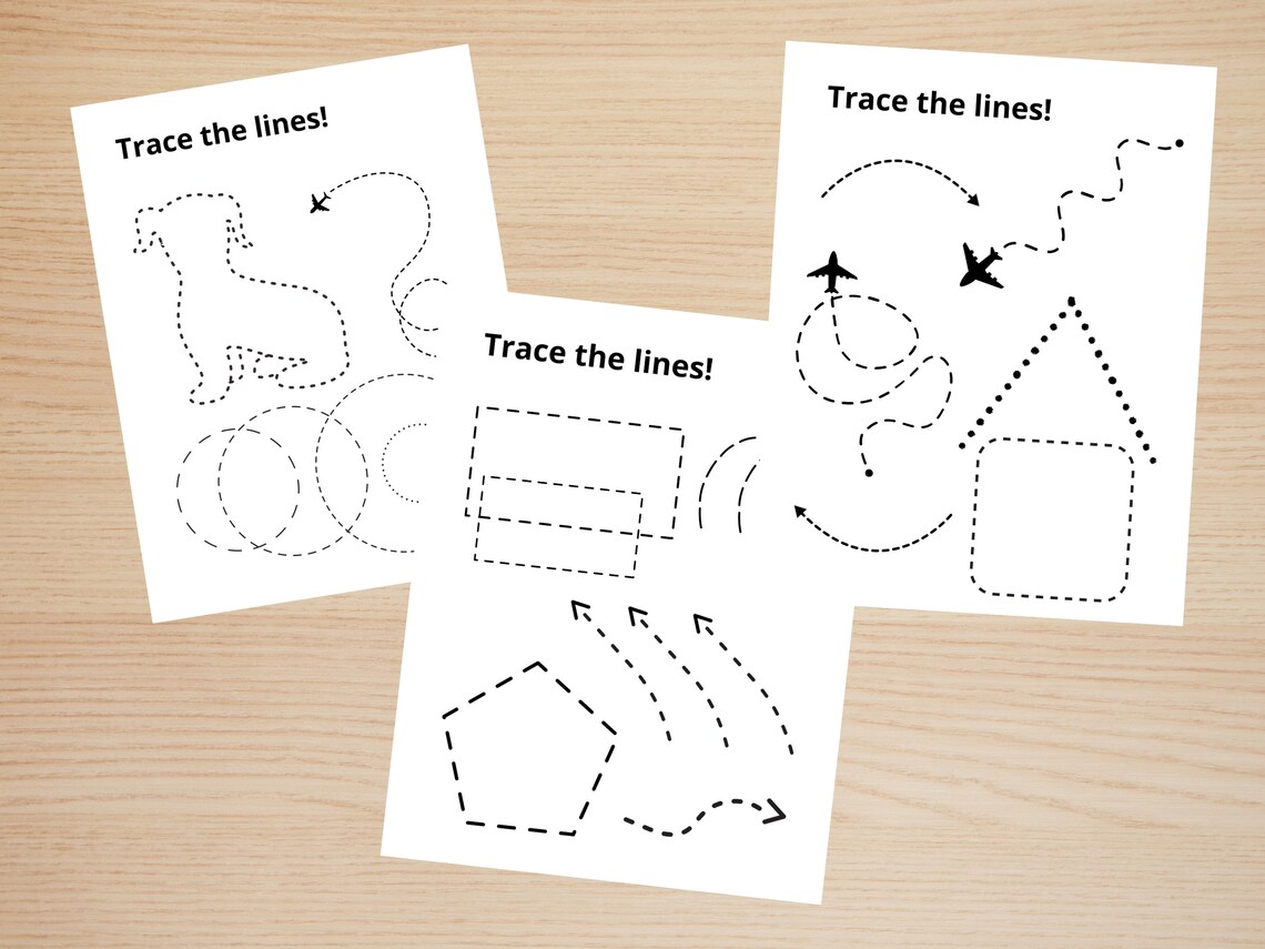 20 Trace the Lines Worksheets for Kids, Trace the Lines Printables ...