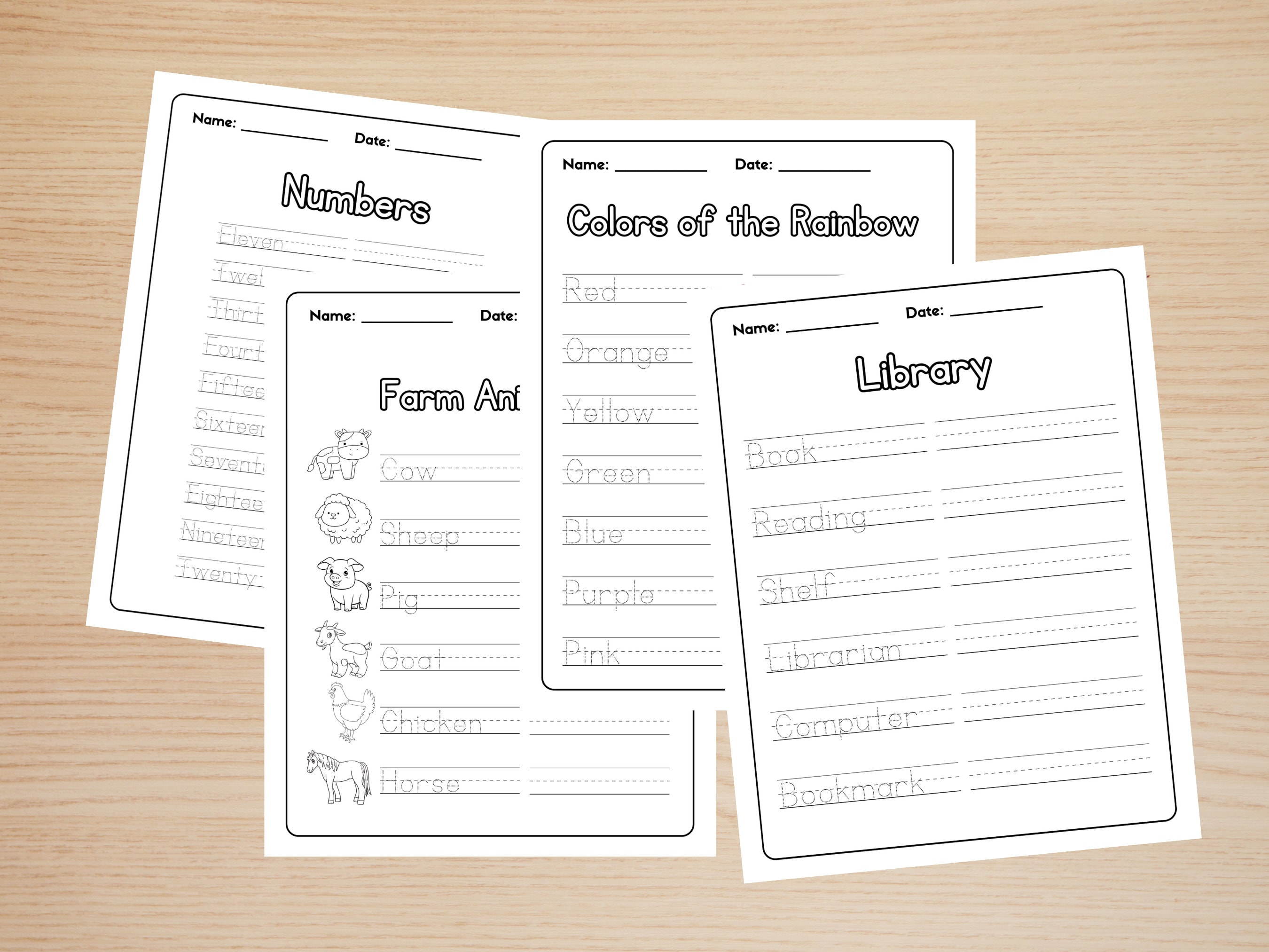 50 Word Tracing Worksheets, Word Tracing Printables, Trace and Write ...