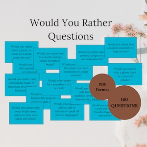 Would You Rather Questions for Families, Conversation Cards, Family ...