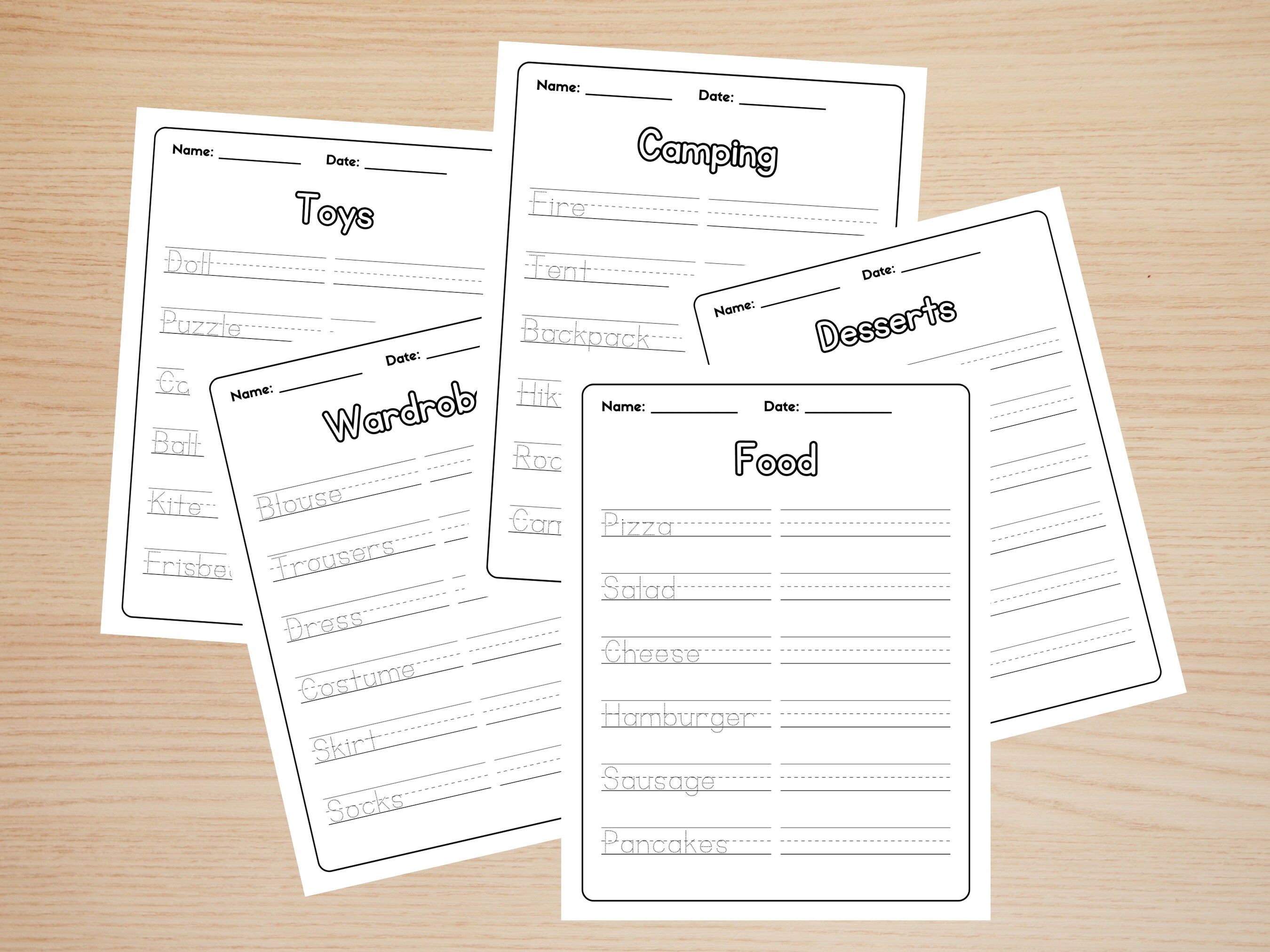 50 Word Tracing Worksheets, Word Tracing Printables, Trace and Write ...