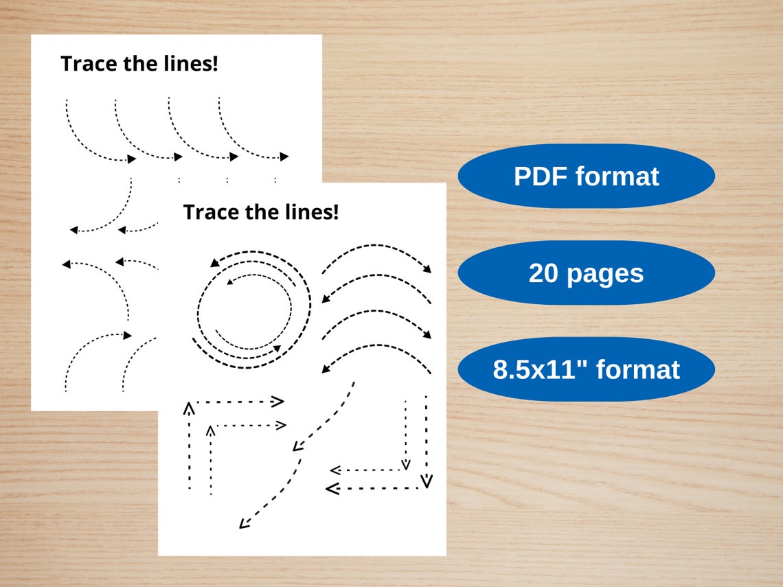 20 Trace the Lines Worksheets for Kids, Trace the Lines Printables ...