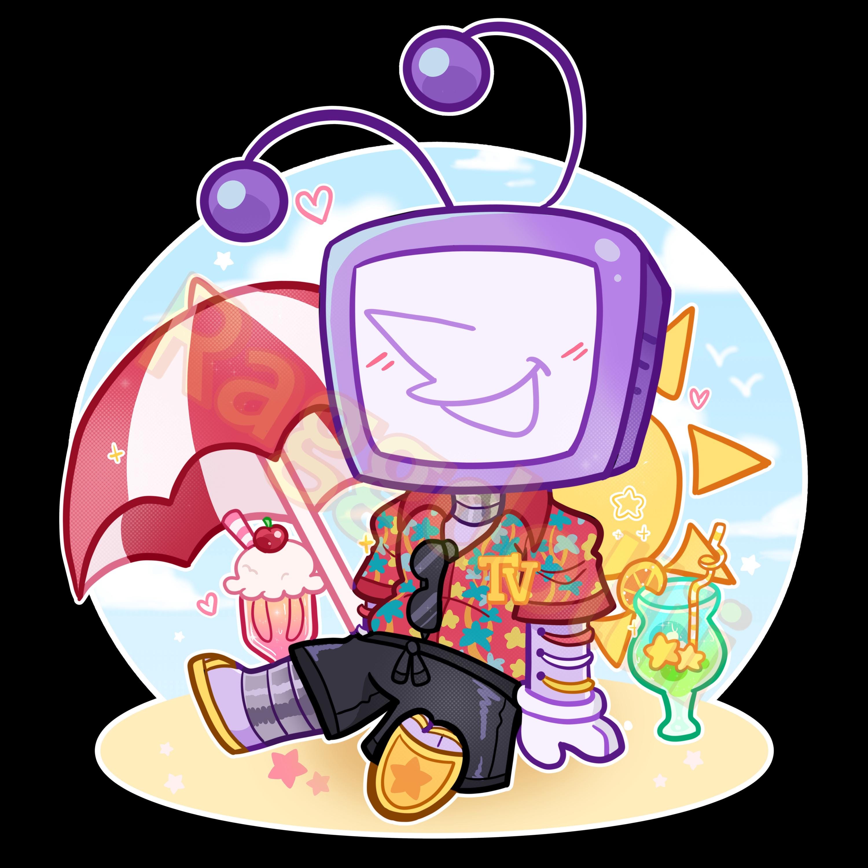 DELTARUNE PREORDER Mr Ant Tenna TV Time Summer Beach Acrylic Keychain ...