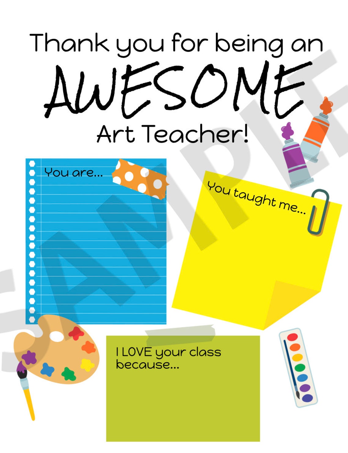 Printable Teacher Appreciation Note Template BUNDLE, Teacher ...