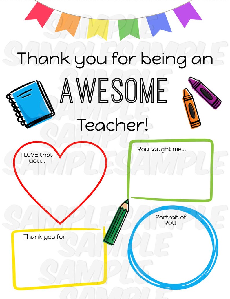Printable Teacher Appreciation Page, Color/black & White, Teacher ...