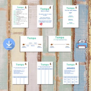 8 Printable Tempo Worksheets and Posters Music Theory Lessons Cute ...