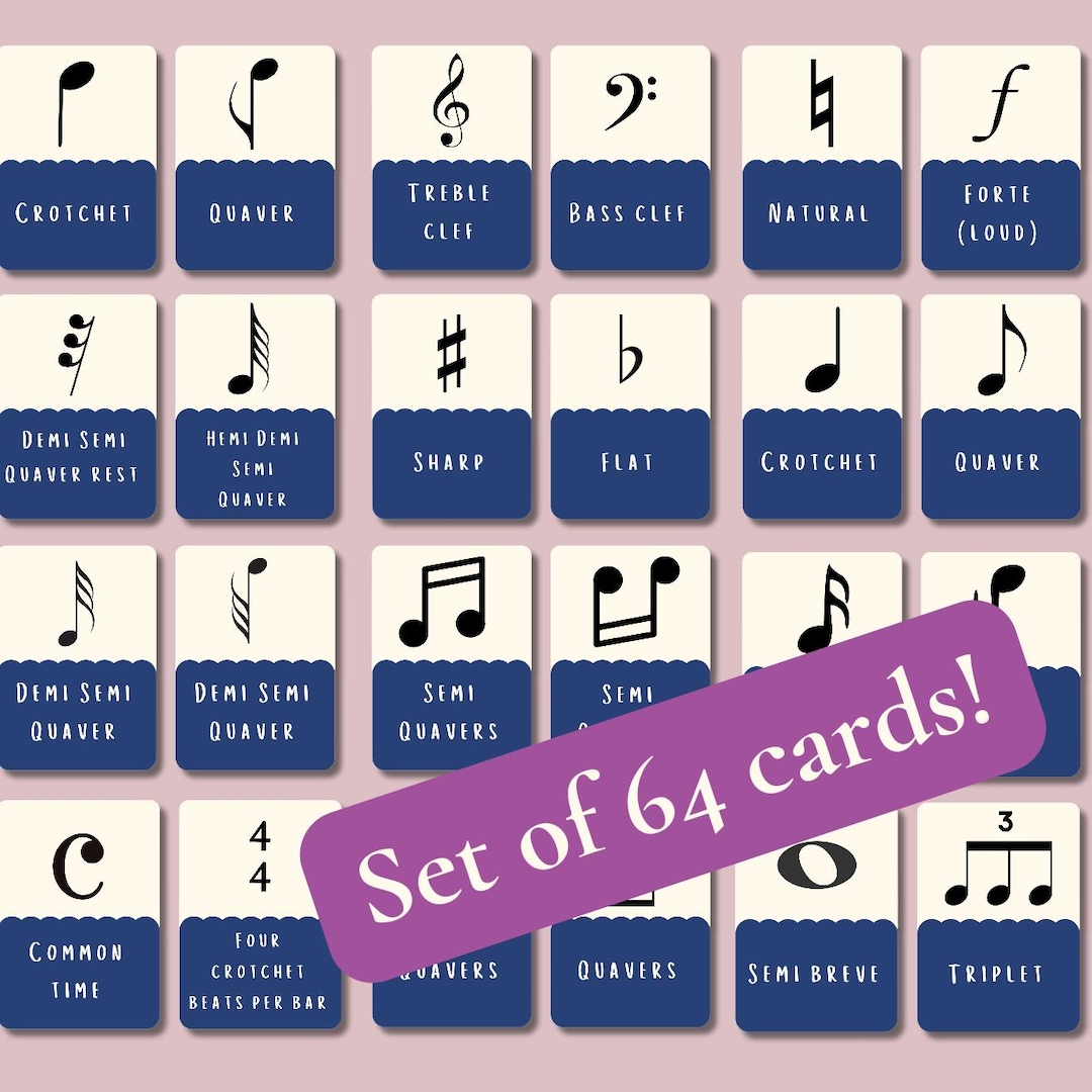 Classic Set of Music Symbol Flashcards Display Musical Notation Improve ...
