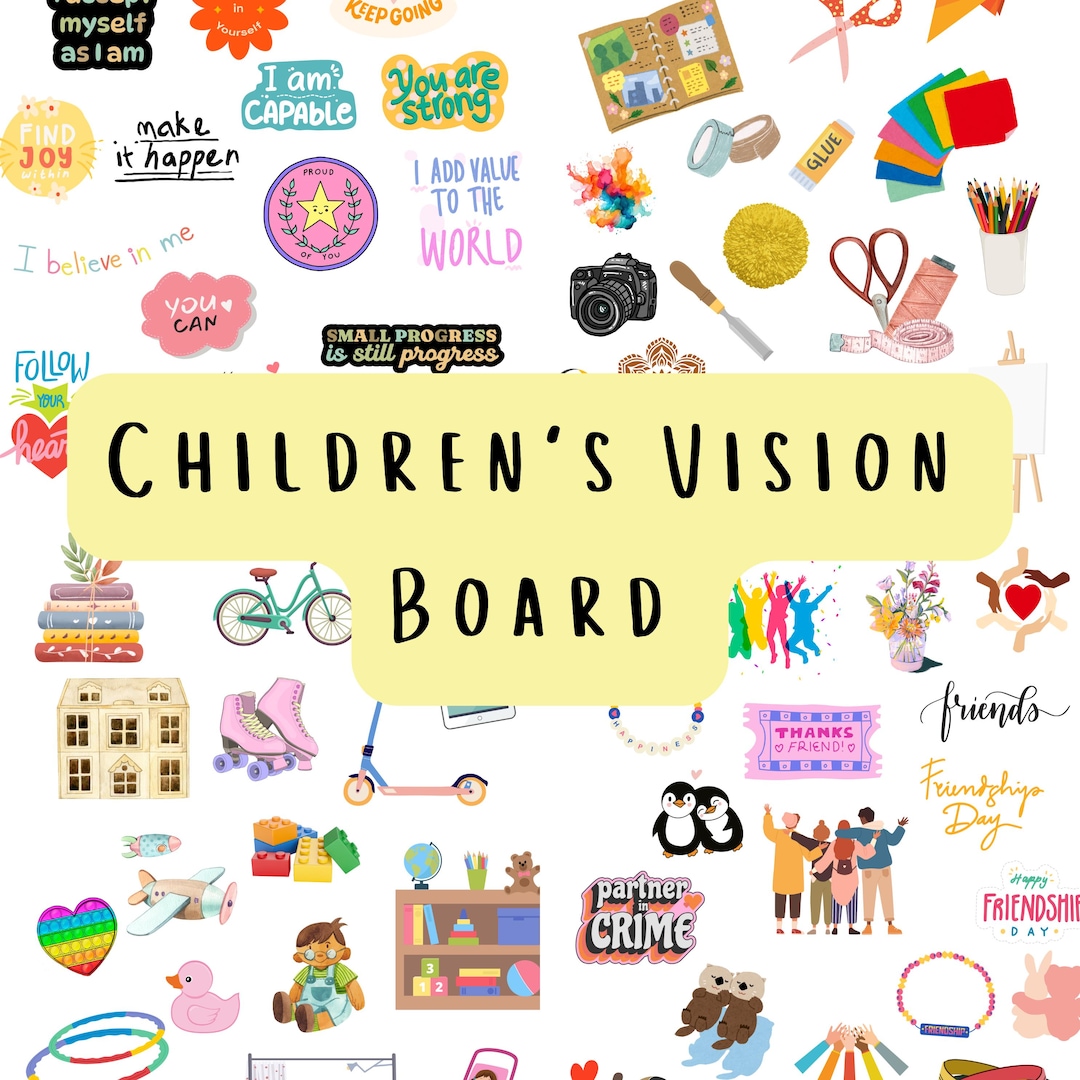 Children's Vision Board Pack Hundreds of Elements Cute Images With A ...