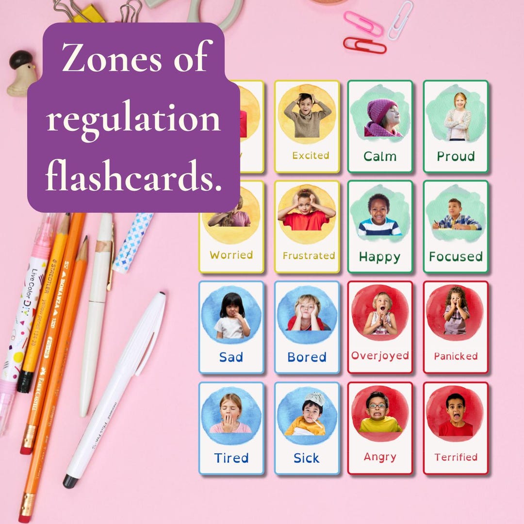 Aesthetic Zones of Regulation Flashcards Watercolour Effect Montessori ...