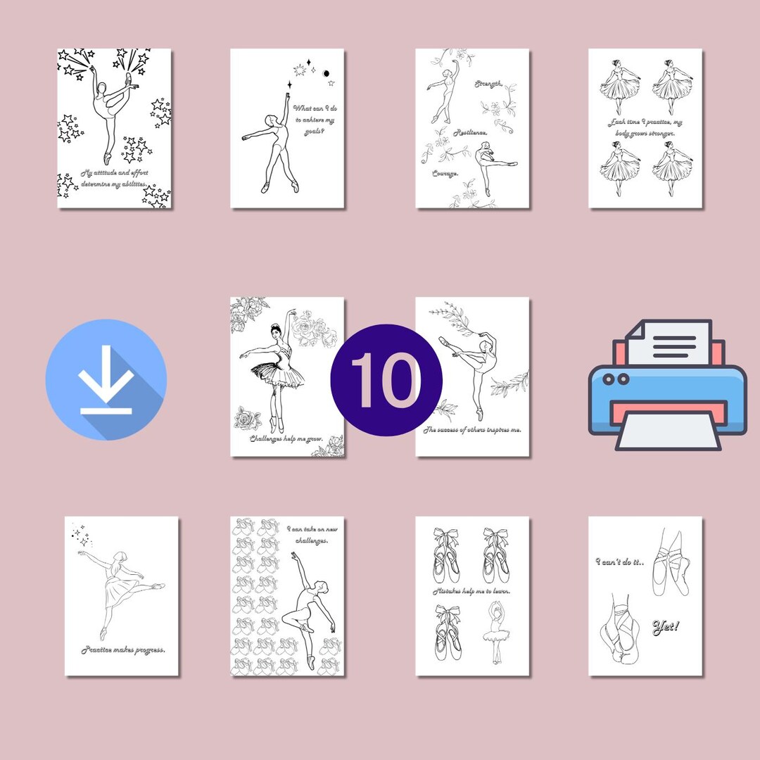 10 Unique Ballet Growth Mindset Colouring Sheets for Dancers Dance ...