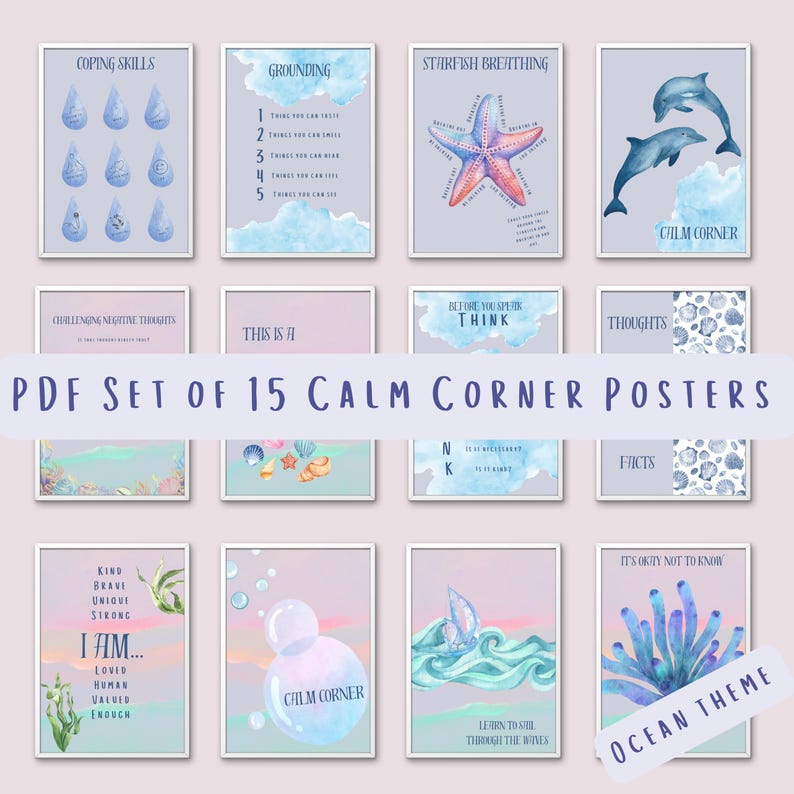 Ocean Themed Calm Corner Sea Aesthetic Printable for Classroom or Home ...