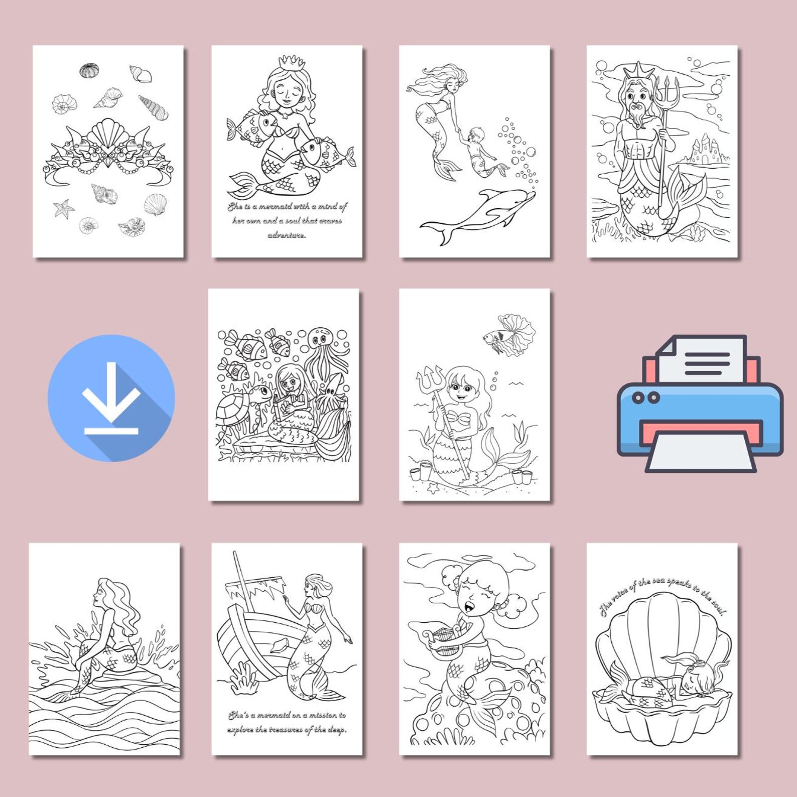 20 Magical Mermaid Colouring Sheets Mindfulness Activity Calm Holiday ...