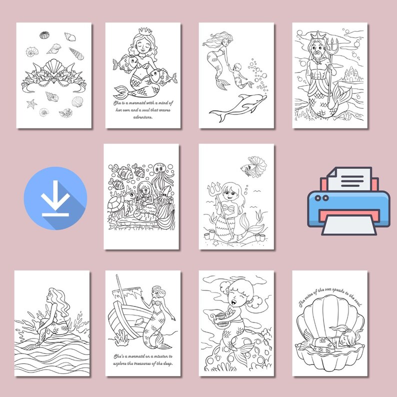 20 Magical Mermaid Colouring Sheets Mindfulness Activity Calm Holiday ...