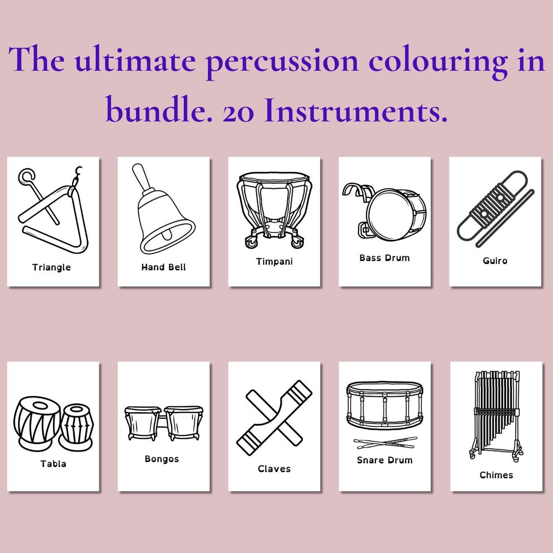 The Ultimate Percussion Colouring in Bundle- 20 Instruments From the ...