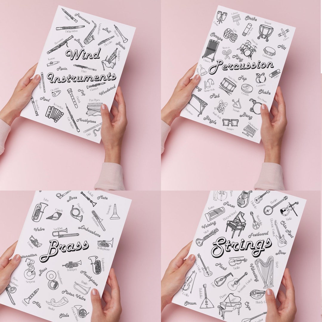 Value Bundle Four Instrument Family Colouring Sheets Mindfulness ...